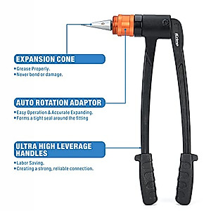 iCrimp PEX Expansion Tool Kit, Sized 1/2 inch, 3/4 inch, 1 inch, Auto Rotation Expander Tool with Pex-A Tubing Installed for Uponor Wirsbo ProPEX, PowerPEX Expansion Ring