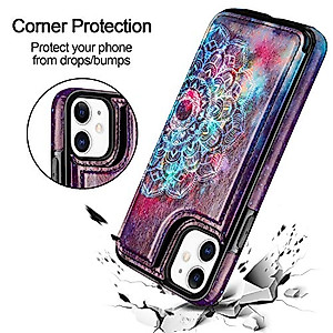 HianDier Wallet Case for iPhone 11 6.1-inch Slim Protective Case with Credit Card Slot Holder Flip Folio Soft PU Leather Magnetic Closure Cover for 2019 iPhone 11 iPhone XI, Mandala