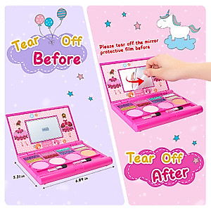 AMOSTING Real Makeup Toy for Girls Pretend Play Cosmetic Set Make Up Toys Kit Gifts for Toddler Kids
