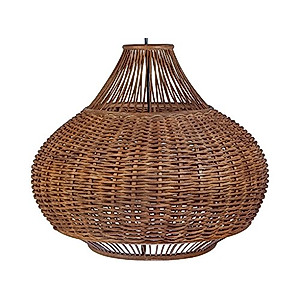 KOUBOO 1050064 Handwoven Wicker Pear Pendant lamp, 18" x 18" x 15", Rustic Brown