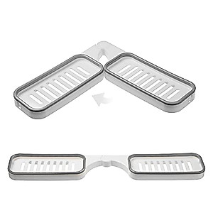 Foldable Corner Shower Caddy, No Drilling Self Adhesive Shower Organizer, Wall Mounted Bath Shelf, Shower Storage Rack for Bathroom, Kitchen, Living Room (Grey)