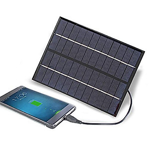 Alomejor Solar Panel 2W 12V Polycrystalline Silicon DIY Portable High Efficiency Solar Module with Clip for Outdoor Emergency Charging