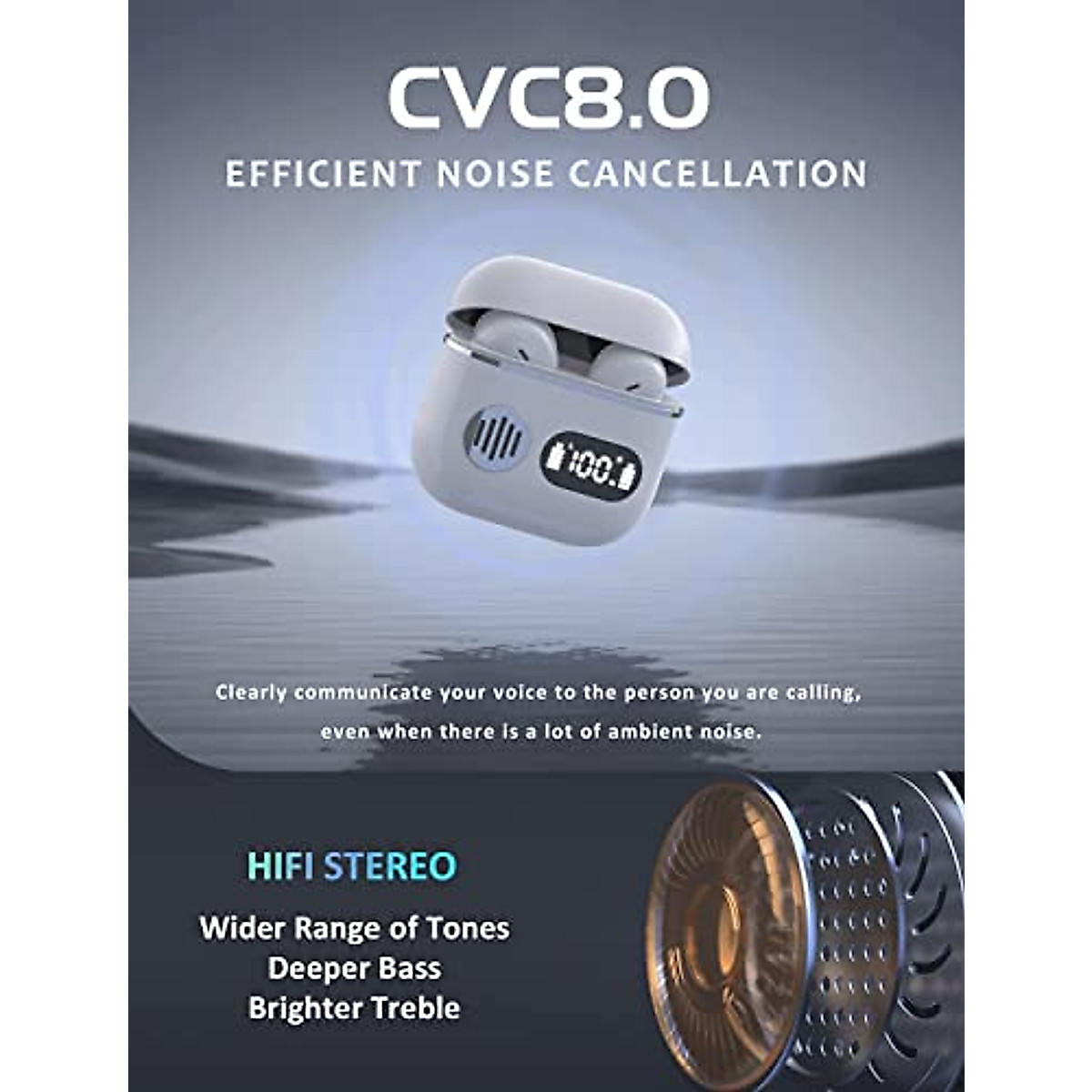 Wireless Earbuds Bluetooth 5.2 Ear Buds True Wireless Headphones,In-Ear Bluetooth Earphones,HiFi Stereo Touch Control, ENC Noise Cancelling Ear buds with Microphone, audifonos Bluetooth inalambricos