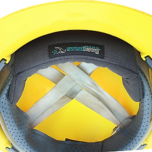 SweatHawg Hard Hat Sweatband - Highly Absorbent Aggressively Wicking Sweat Band - No Sweat, No Drips. Reusable, Wear, Wash, Repeat - Wide 2” Brow Strap (Charcoal Black)