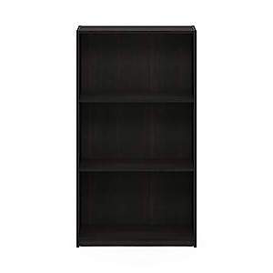 Furinno Basic 3-Tier Bookcase/Bookshelf/Storage Shelves, Dark Espresso