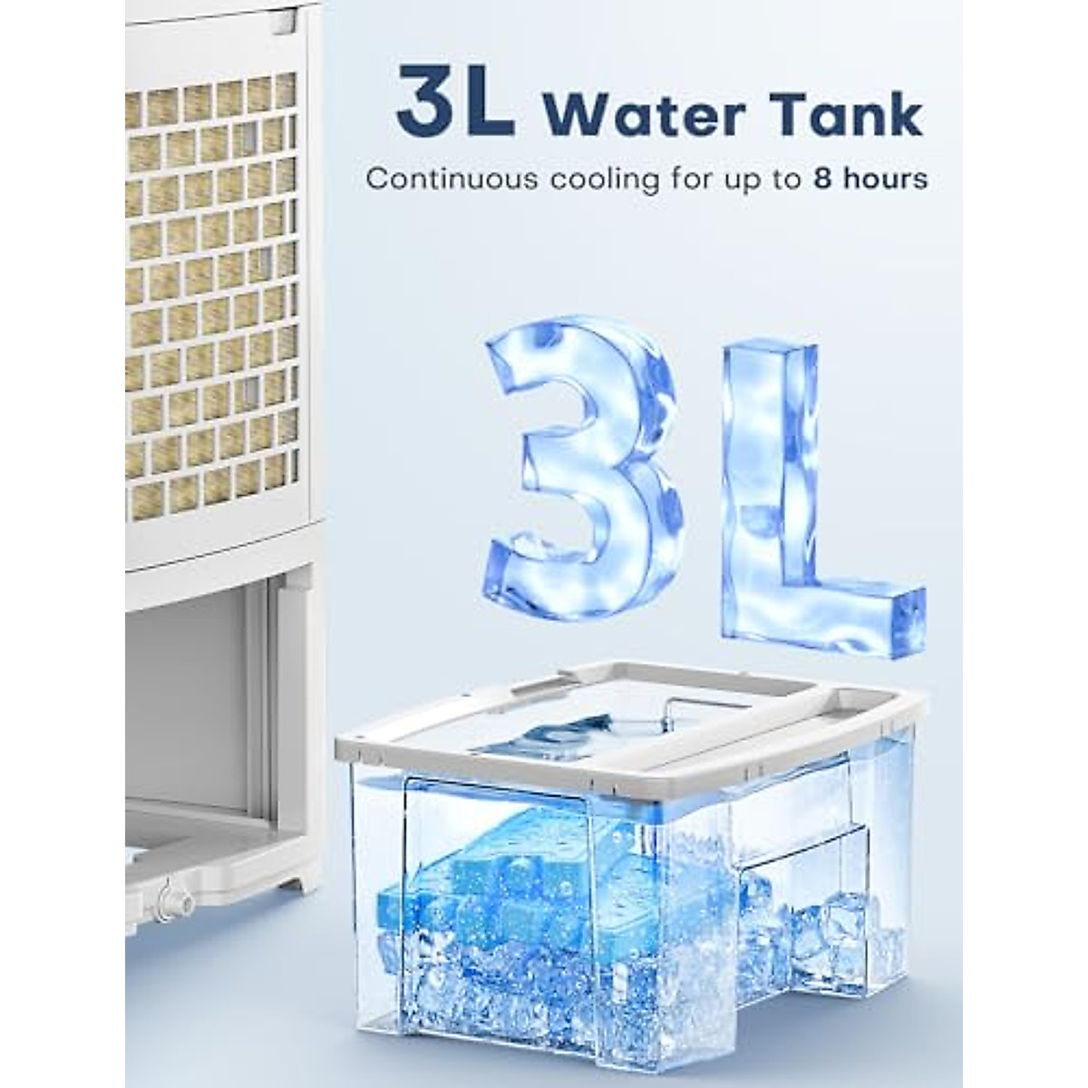 BALKO 3 IN 1 Portable Air Conditioners, 32 INCH Evaporative Air Cooler for Room w/Sleep/Natural/Normal Mode, 3 Speeds, Remote & 1-8H Timer for Auto-Off, 1 Gal Water Tank, Swamp Cooler Bedroom Indoor