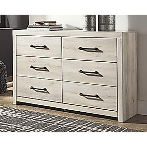Signature Design by Ashley Cambeck Farmhouse Industrial 6 Drawer Dresser, Whitewash