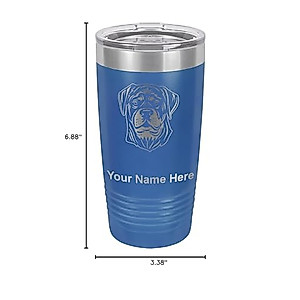 LaserGram 20oz Vacuum Insulated Tumbler Mug, Rottweiler, Personalized Engraving Included (Dark Blue)