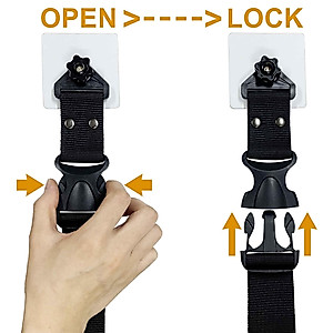 OeckuXIY 2 Pack Trash Can Lid Strap Locks, No Drill Garbage Can Latches, Adjustable Animals Proof Straps Use for Locking Outdoor Waste Bin, Recycling Container, Black