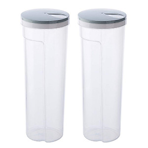 Luxshiny Flour Container 2 Pcs Spaghetti Pasta Storage Noodles Jar Rotating Transparent Grain Container Kitchen Cereal Crisper for Dry Food Oatmeal Rice (Light Blue) Spaghetti Noodles