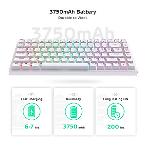 RK ROYAL KLUDGE RK84 Wireless RGB 75% Triple Mode BT5.0/2.4G/USB-C Hot Swappable Mechanical Keyboard, 84 Keys BT5.0 Gaming Keyboard w/High-Capacity Battery, Quiet Red Switch