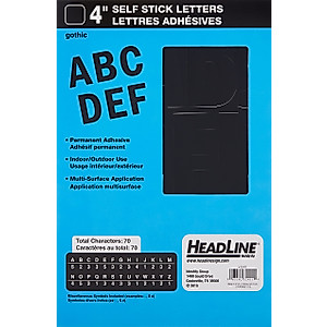 Headline Sign 32411 Stick-On Vinyl Letters, Black, 4-Inch