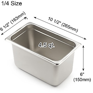 CURTA 6 Pack Anti-Jam Slotted Hotel Pans with Lids, 1/4 Size 2 1/2 Inch Deep, NSF Commercial 18/8 Stainless Steel Chafing Steam Table Food Pan with Covers