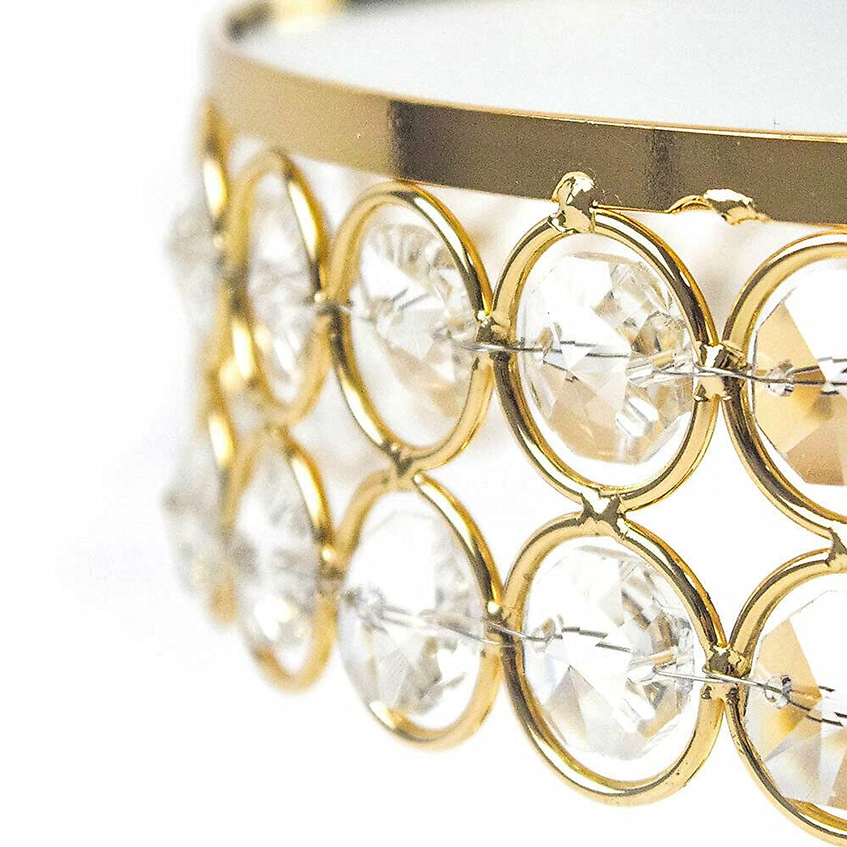 TBVECHI 3pcs Cake Stands Set, Metal Cupcake Holder with Hanging Crystal Dessert Display Plate Decor Serving Platter for Party Wedding Birthday Baby Shower Celebration Home Decoration (Gold)