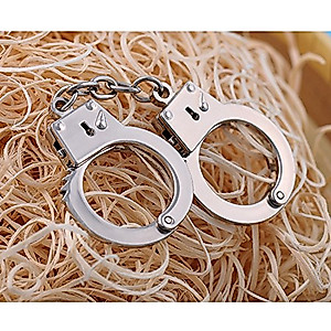 Warmtree 2 Pcs Mini Handcuffs Metal Keychain Keyring, Silver