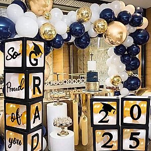 2024 2025 Graduation Party Decorations Graduate Balloon Boxes, 4 Pieces Black Balloon Boxes with Letters of GRAD, 2024/5 for Graduation Party Supplies, Class of 2024/5 School Grad Party Supplies