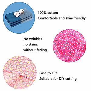 100% Cotton Fabric for Sewing(8 Pieces)20"x20", Floral Craft Fabric, Breathable Fabric for Sewing, Bundle Squares Fabric, Fat Quarters Fabric Bundles, DIY Patchwork, Pre-Cut Quilting Fabric(Pink)