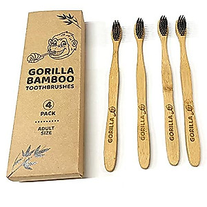 Gorilla Bamboo Toothbrush Adult 4 Pack