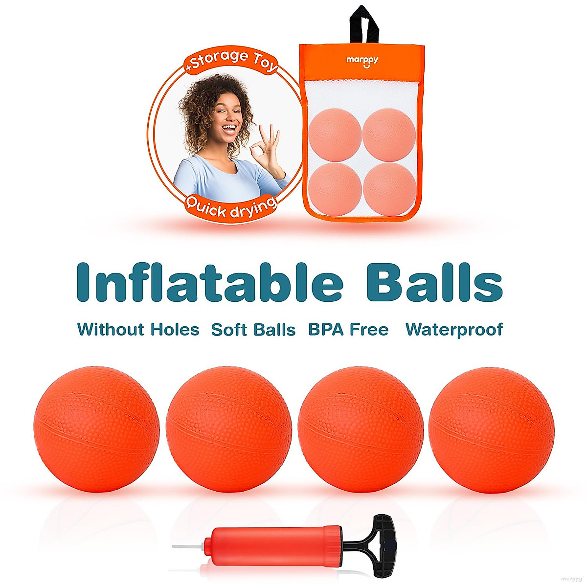 MARPPY Bath Toys, Bathtub Basketball Hoop for Toddlers Kids, Boys and Girls with 4 Soft Balls Set & Strong Suction Cup, Bathtub Shooting Game & Fun Toddlers Bath Toys for Boys or Girls