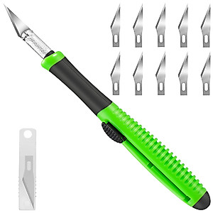 TIFICAL Exacto Knife Retractable, 1 Pack Small Precision Knife with 10 Pcs Blades 11, Lightweight Hobby Knife, Craft Knife for Paper Art, Vinyl Weeding, Stencil, Scrapbooking