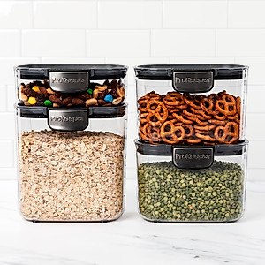 Progressive International ProKeeper+ 4-Piece Clear Plastic Modular Airtight Pantry Food/Snack Kitchen Storage Organization Container Canister Set (PKS-4PC (4-Piece Set))