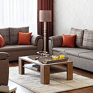 DAYUJIAN Walnut Ottoman Serving Trays (Set of 2) Rustic Wooden Food Serving tray with handles Farmhouse Decor Serving Platters-Large: 17.3 x13 x2"-Small: 15.6 x11.2 x2"