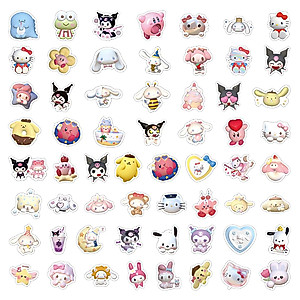 200Pcs Kawaii Stickers, Kittty Stickers Melody Kuromi Stickers for Kids Teens Adults, Water Bottles Stickers, Aesthetic Vinyl Waterproof Stickers for Laptop, Bumper, Skateboard, Phone