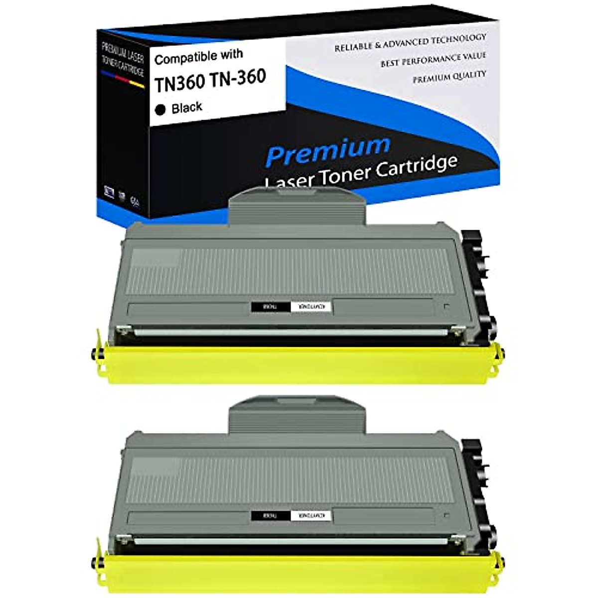 KCMYTONER 2 Packs Compatible for Brother TN360 TN330 High Yield Mono Laser Toner Cartridge Black for HL-2140 HL-2170W DCP-7030 DCP-7040 MFC-7340 MFC-7345N MFC-7440N MFC-7840W Series Printers