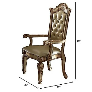ACME Vendome Arm Chair (Set-2) - - Bone PU & Gold Patina