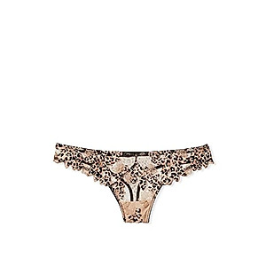Victoria's Secret Dream Angels Floral Embroidered Thong Panty Color Leopard New (Medium)