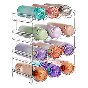 Vtopmart Stackable Water Bottle Organizer Holder, 4 Pack Clear Plastic Cup Storage Rack for Pantry Kitchen Cabinet Cupboard Countertop Organization and Storage, Hold 12 Bottles