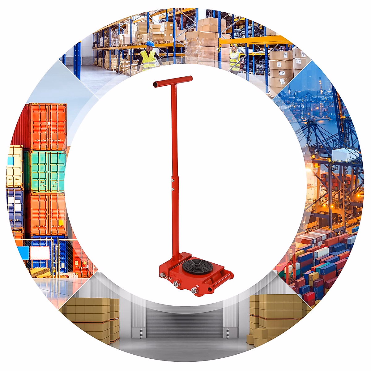 Heavy Duty Machine Dolly Skate, Machinery Roller Mover with Steering Handle, 6t 13200lbs Machine Moving Skates Industrial Machinery Mover Rotating Roller