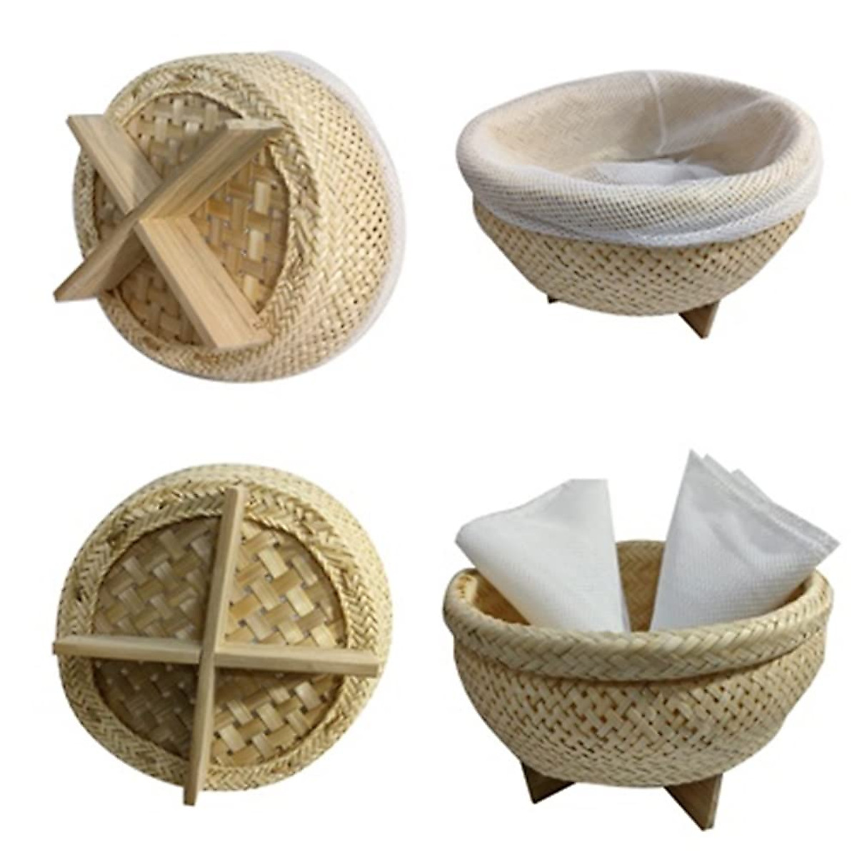 Heavens Tvcz Bamboo Rice Steamer Basket Cooker Thai Asian Food Thai Hot Food Free Cloth 2 Pcs