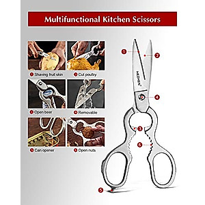 HEZHEN Damascus Steel 7pcs Kitchen Knives Block Set, Multifunctional Kitchen Shears, Professional forging Chef Knife Santoku Nakiri Utility Fruit, Ergonomic Ebony Handle -Classic Series