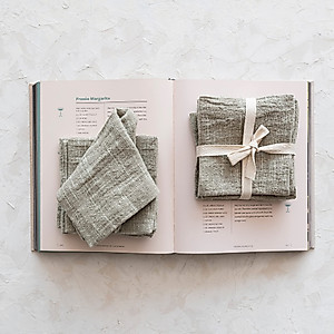 Creative Co-Op Farmhouse Square Linen and Cotton Cocktail Napkins, Set of 4, Sage