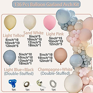 136Pcs Pastel Blue Yellow White Balloons Garland Kit Latex Balloons Arch for Baby Shower Birthday Wedding Engagement Anniversary Christmas Party Decoration…