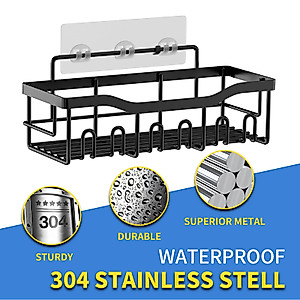 Xiaozxwlhq Corner Shower Caddy Hanging, Adhesive Shower Organizer for Bathroom, No Drilling, Extra Large Load Bearing, Bathroom Organizer, Bathroom Shower Shelves, 5 Pieces Set (Black)