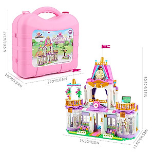 Girls Princess Castle Building Blocks , 667Pcs Dream Castle Building Blocks Toys Pink Palace,Creative Roleplay Toys Birthday Gifts with Storage Box for Kids Girls 6 7 8 9 10 11 12 Years Old