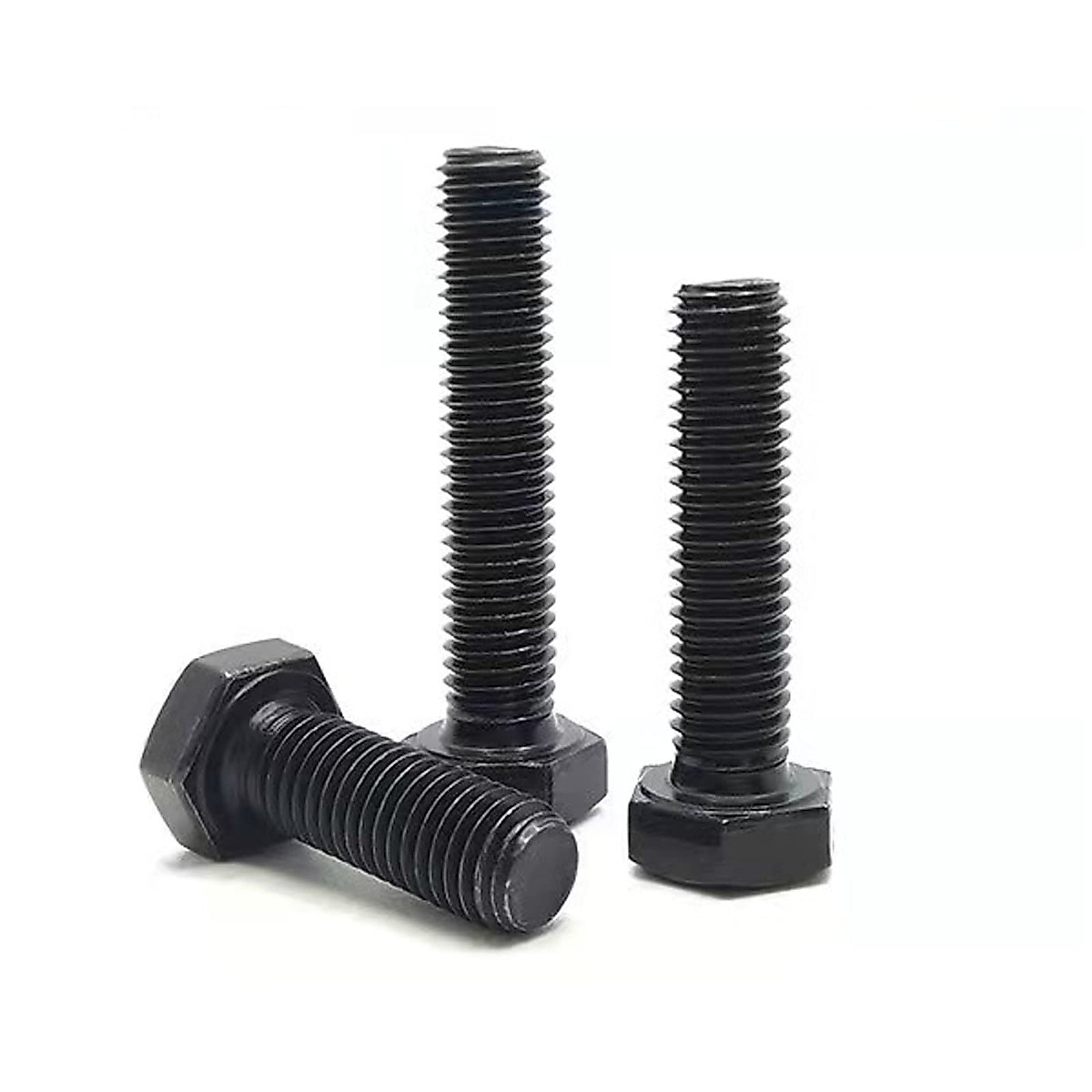 M12-1.75 x 25mm Carbon Steel Grade 8.8 External Hex Head Screw Bolts Metric Thread Hexagon Bolts Fastener for Hardware Furniture Machinery Black 5pcs