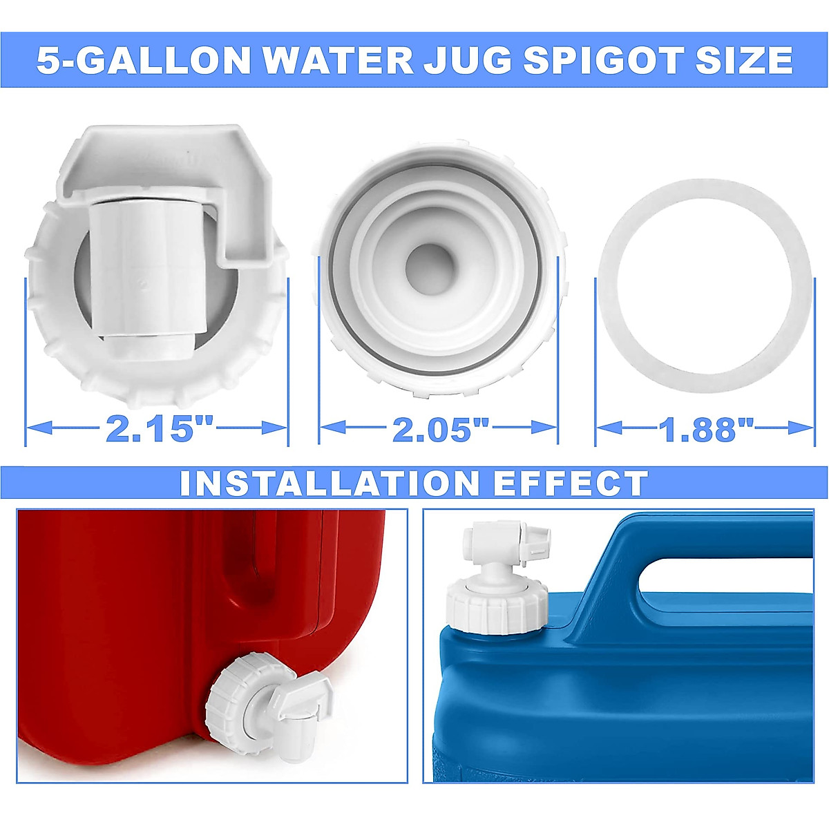 5-Gallon Water Jug Spigot, Water Carrier Jug Replacement Faucet Assy Kit. Compatible with Coleman 5 Gallon Water Carrier Model 5620 Blue 5-Gallon Chiller. Easy replacement Durable 5-Gallon Faucet Assy