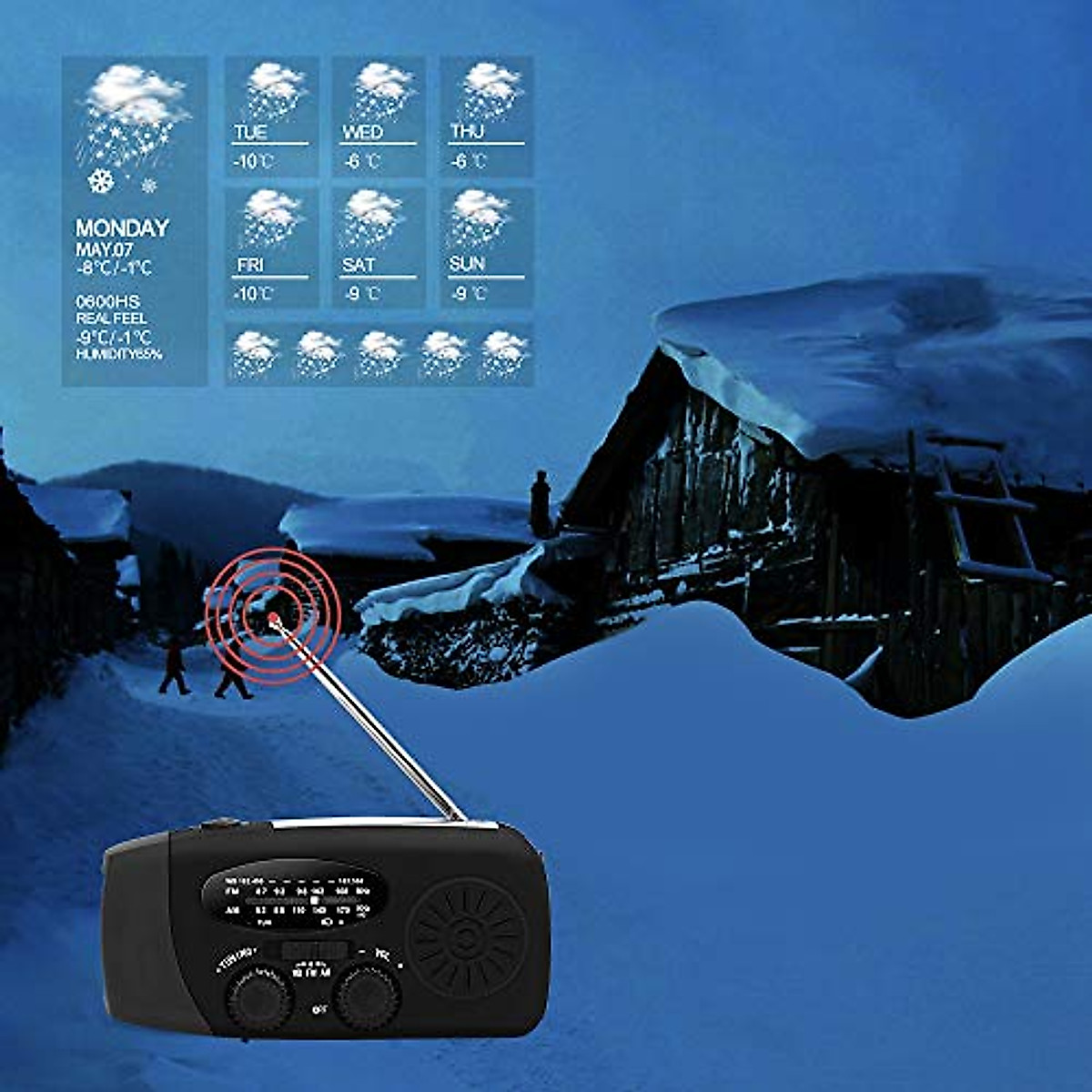Upgraded Emergency Solar Weather Radio Hurricane Supplies Earthquake Kit Hand Crank Self Powered AM/FM/WB NOAA Wind up Survival Radios LED Flashlight 1000mAh Power Bank for iPhone Smart Phone