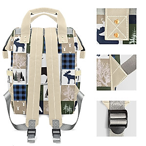 XIUCOO Personalized Deer Bear Diaper Bag Backpack with Name Custom Nappy Mommy Bags for Baby Girl Boy Gifts