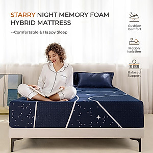 Sweetnight King Mattress, 12 Inch King Size Hybrid Mattress in a Box, Memory Foam King Bed Mattress with Pocketed Coils for Comfortable Sleep & Pressure Relief, Medium Soft
