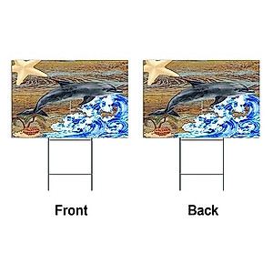 Ocean Beach Nautical Theme Underwater Whale Shark Lawn Signs with Stakes Party Decorations Props for Businesses 12x18 Customized Yard Sign Coral And Sea Fish And Turtles Lawn Sign for House Rent