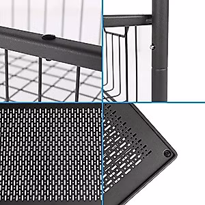 MAX Houser 3-Tier Stackable Organizer Baskets with Metal Sliding Drawers for Pantry, Under the Sink, Desktop Organizer for Bathroom,Kitchen, Office (Charcoal Grey)