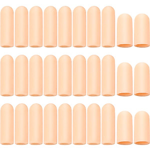 Frienda 30 Pieces Gel Finger Protector Finger Cots Silicone Finger Cover Cap Gel Finger Sleeves Finger Support for Finger Cracking, Finger Trigger (Apricot)