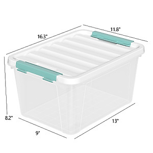 Uumitty 4-Pack 20 Quart Clear Storage Bins, Stackable Plastic Storage Latches Box/Containers with Lid