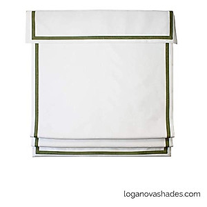 LOGANOVA Faux Linen Roman Shades For Kitchen, Bedroom & Doors. Hand Made Luxury Window Treatments With Valance. Blackout Lining Option. Cordless Motorized Or Chain Mechanism. Easy Install.
