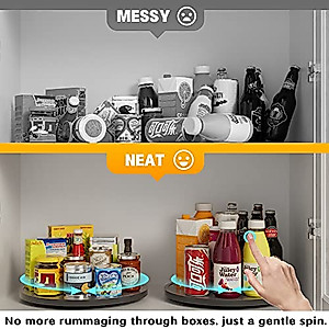 Homerays Lazy Susan Organizer 12 Inch Non-Skid Bamboo Lazy Susan for Kitchen Rotating Spice Rack for Kitchen Cabinet, Wood Turntable for Kitchen Countertop Organizer Black