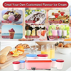 VEENE Ice Cream Containers-Ice Cream Containers For Homemade Ice Cream (7Pcs) And A Spoon-Reusable Ice Cream Containers With Lids-Creami Pint Containers-Ice Cream Storage Containers For Freezer
